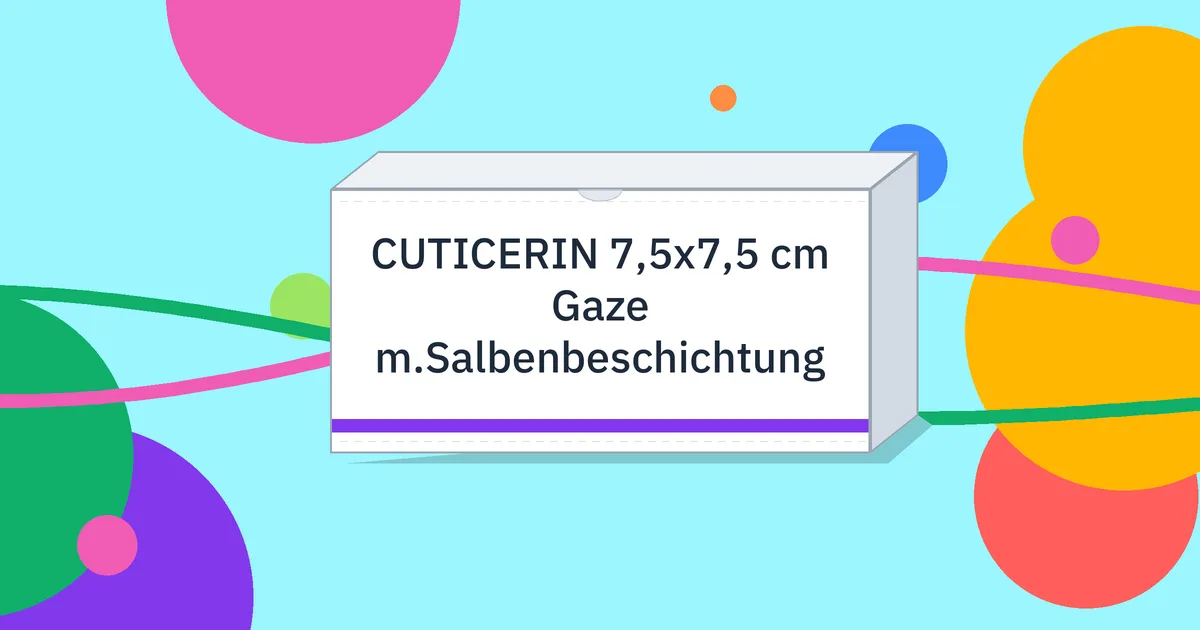 Symbolbild: Packung mit der Aufschrift CUTICERIN 7,5x7,5 cm Gaze m.Salbenbeschichtung (PZN 18166882) – Verfügbarkeit und Bezug in Apotheken in Frankfurt am Main