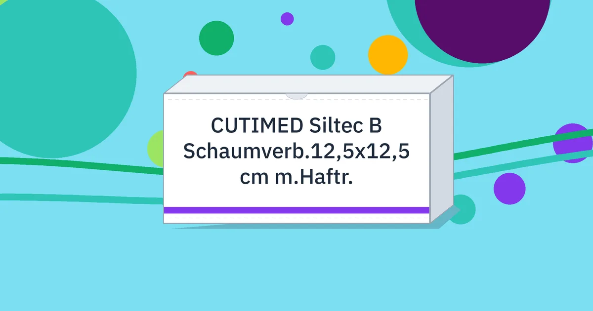 Symbolbild: Packung mit der Aufschrift CUTIMED Siltec B Schaumverb.12,5x12,5 cm m.Haftr. (PZN 17880229) – Verfügbarkeit und Bezug in Apotheken in Frankfurt am Main
