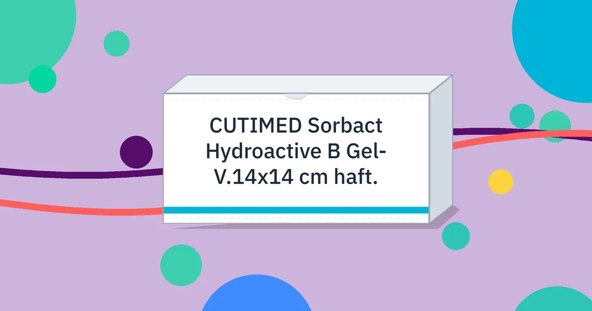 Symbolbild: Packung mit der Aufschrift CUTIMED Sorbact Hydroactive B Gel-V.14x14 cm haft. (PZN 16511783) – Verfügbarkeit und Bezug in Apotheken in Frankfurt am Main