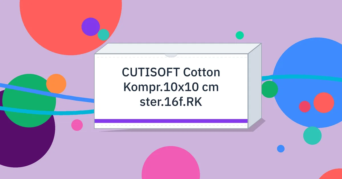 Symbolbild: Packung mit der Aufschrift CUTISOFT Cotton Kompr.10x10 cm ster.16f.RK (PZN 03898289) – Verfügbarkeit und Bezug in Apotheken in Frankfurt am Main