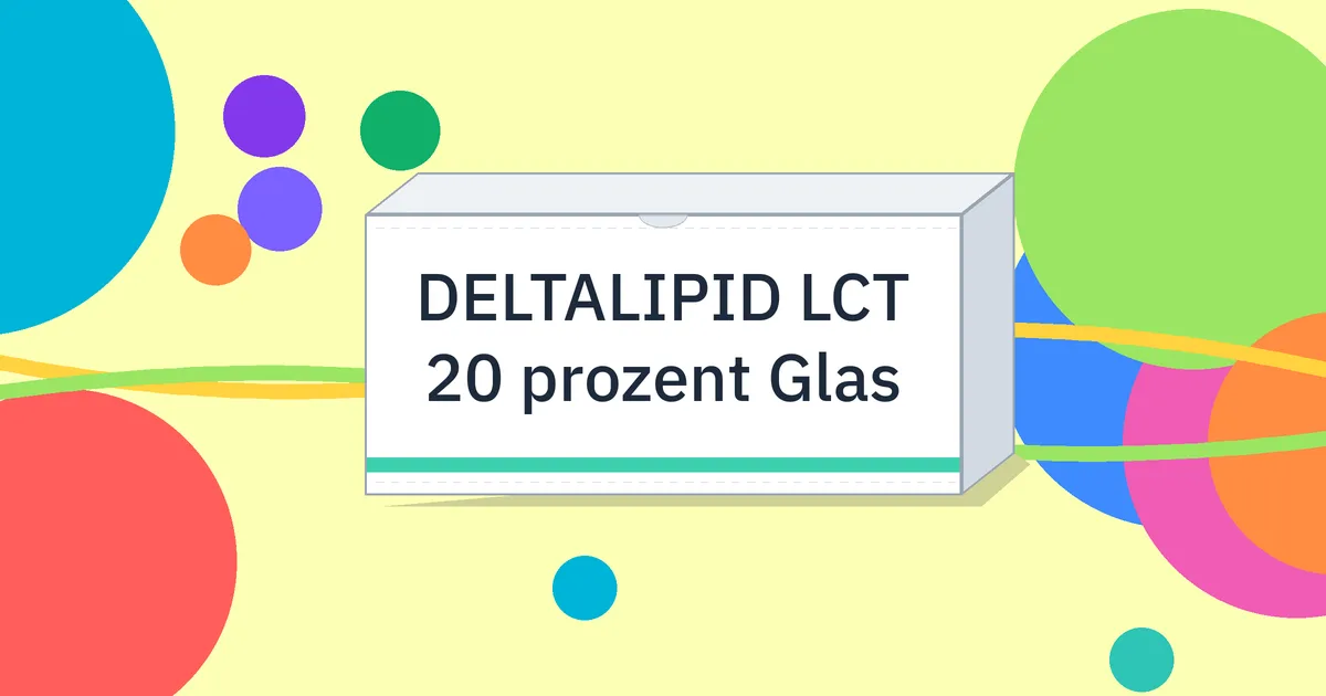 Symbolbild: Packung mit der Aufschrift DELTALIPID LCT 20 prozent Glas (PZN 02563598) – Verfügbarkeit und Bezug in Apotheken in Frankfurt am Main