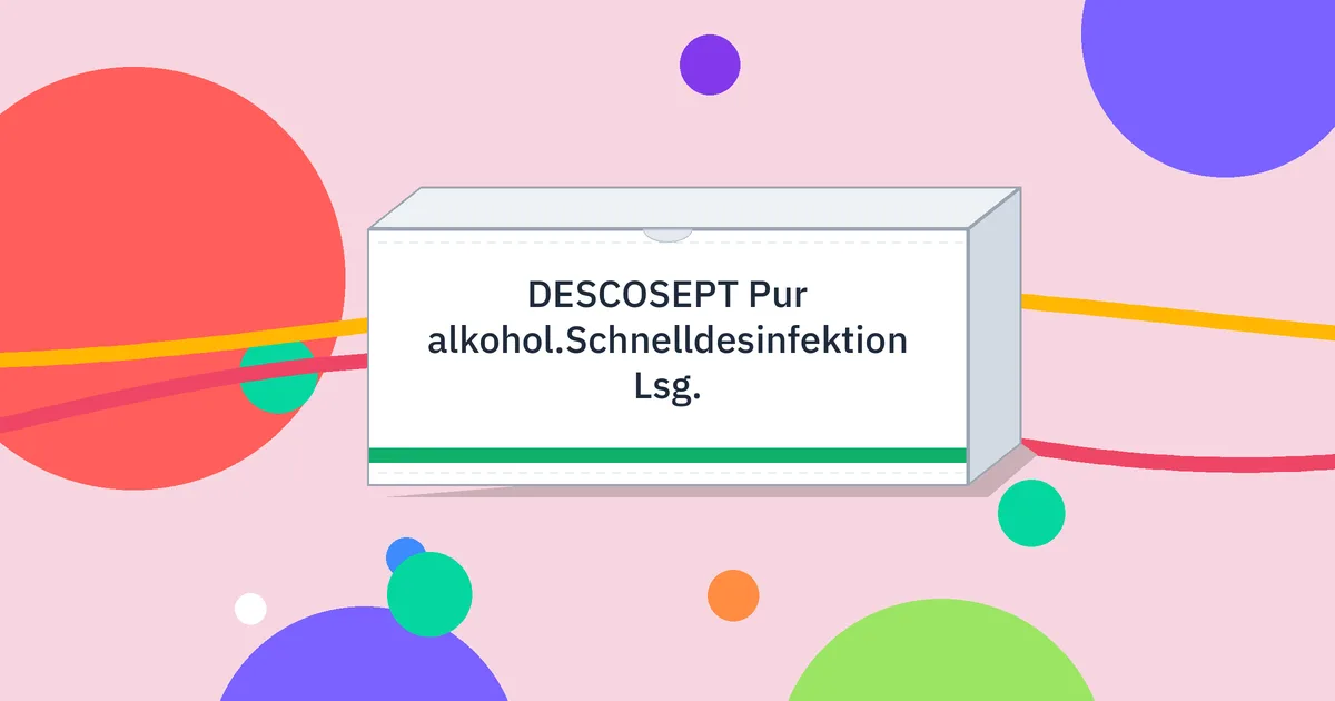 Symbolbild: Packung mit der Aufschrift DESCOSEPT Pur alkohol.Schnelldesinfektion Lsg. (PZN 01834380) – Verfügbarkeit und Bezug in Apotheken in Frankfurt am Main