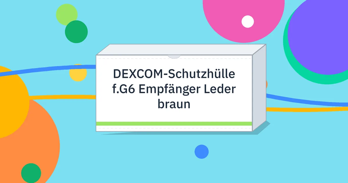 Symbolbild: Packung mit der Aufschrift DEXCOM-Schutzhülle f.G6 Empfänger Leder braun (PZN 15391035) – Verfügbarkeit und Bezug in Apotheken in Frankfurt am Main