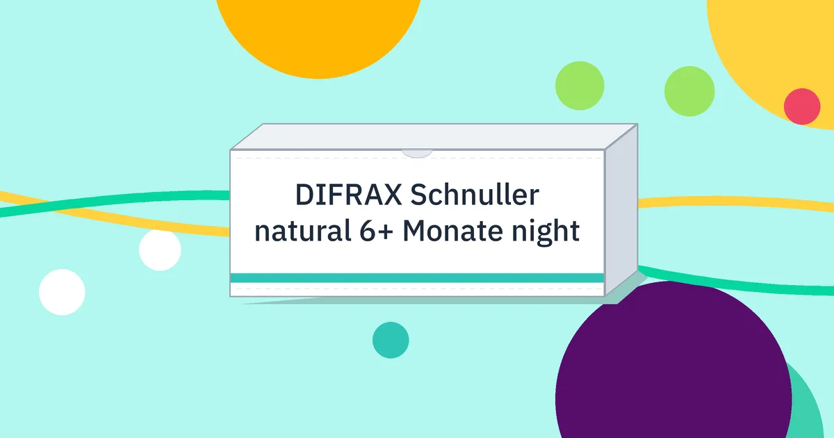 Symbolbild: Packung mit der Aufschrift DIFRAX Schnuller natural 6+ Monate night (PZN 12517702) – Verfügbarkeit und Bezug in Apotheken in Frankfurt am Main