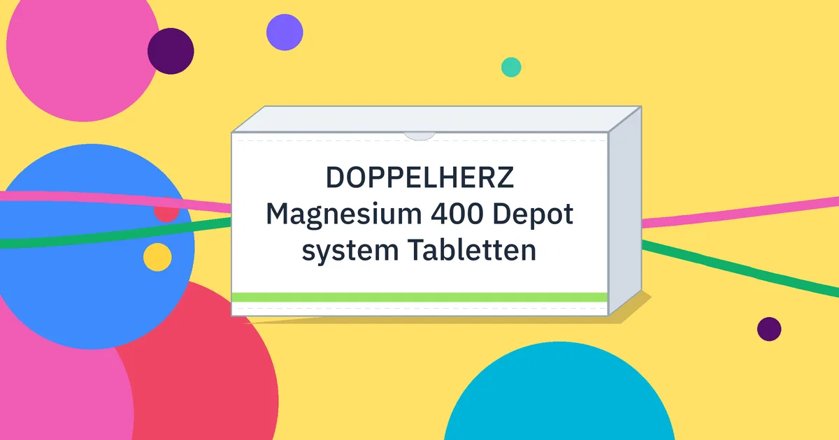 Symbolbild: Packung mit der Aufschrift DOPPELHERZ Magnesium 400 Depot system Tabletten (PZN 13906305) – Verfügbarkeit und Bezug in Apotheken in Frankfurt am Main