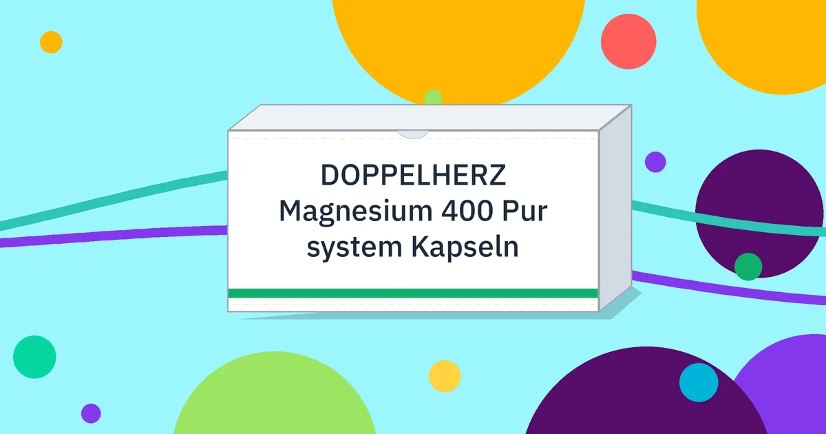 Symbolbild: Packung mit der Aufschrift DOPPELHERZ Magnesium 400 Pur system Kapseln (PZN 18683809) – Verfügbarkeit und Bezug in Apotheken in Frankfurt am Main
