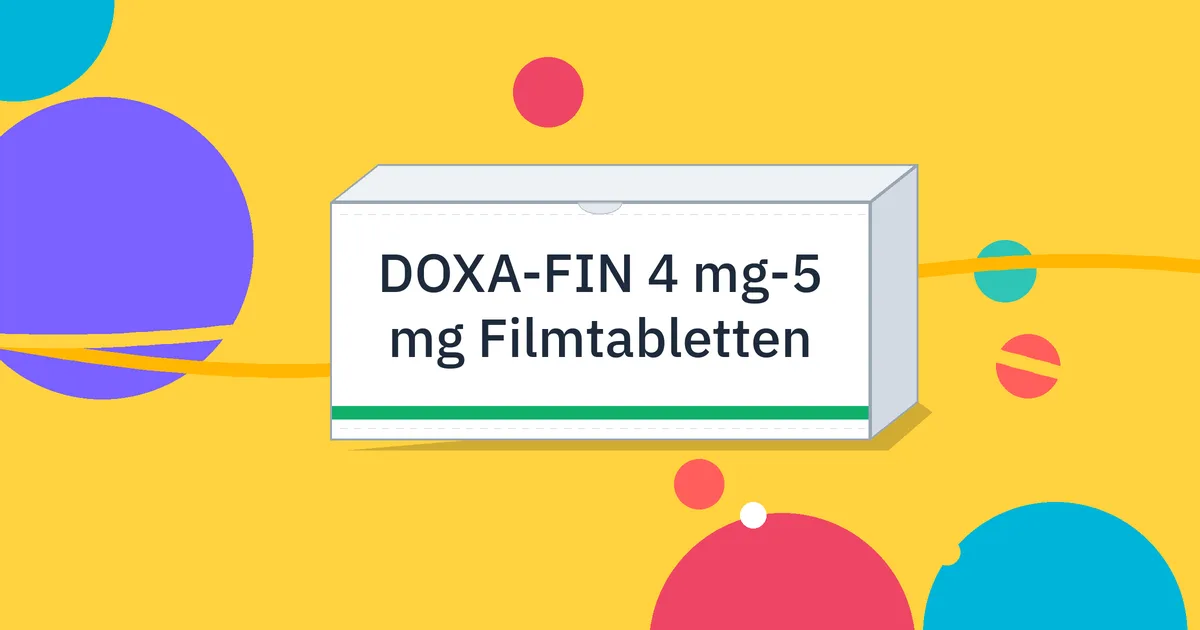 Symbolbild: Packung mit der Aufschrift DOXA-FIN 4 mg-5 mg Filmtabletten (PZN 19708167) – Verfügbarkeit und Bezug in Apotheken in Frankfurt am Main
