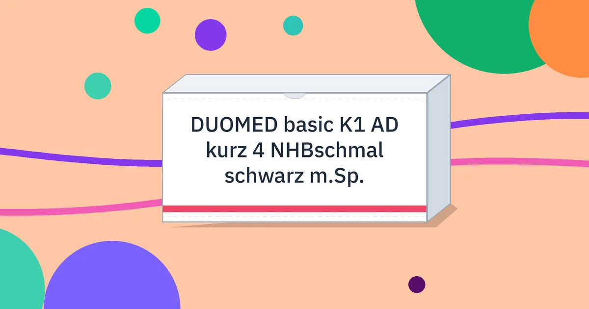 Symbolbild: Packung mit der Aufschrift DUOMED basic K1 AD kurz 4 NHBschmal schwarz m.Sp. (PZN 20904488) – Verfügbarkeit und Bezug in Apotheken in Frankfurt am Main
