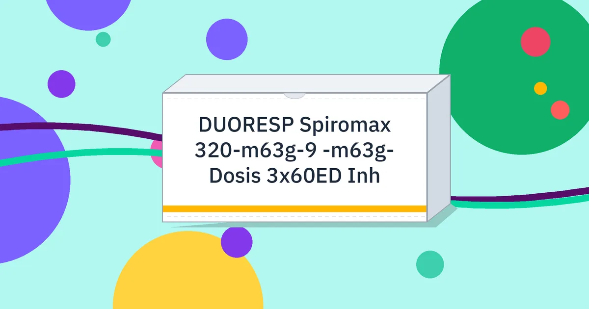 Symbolbild: Packung mit der Aufschrift DUORESP Spiromax 320-m63g-9 -m63g-Dosis 3x60ED Inh (PZN 12387240) – Verfügbarkeit und Bezug in Apotheken in Frankfurt am Main
