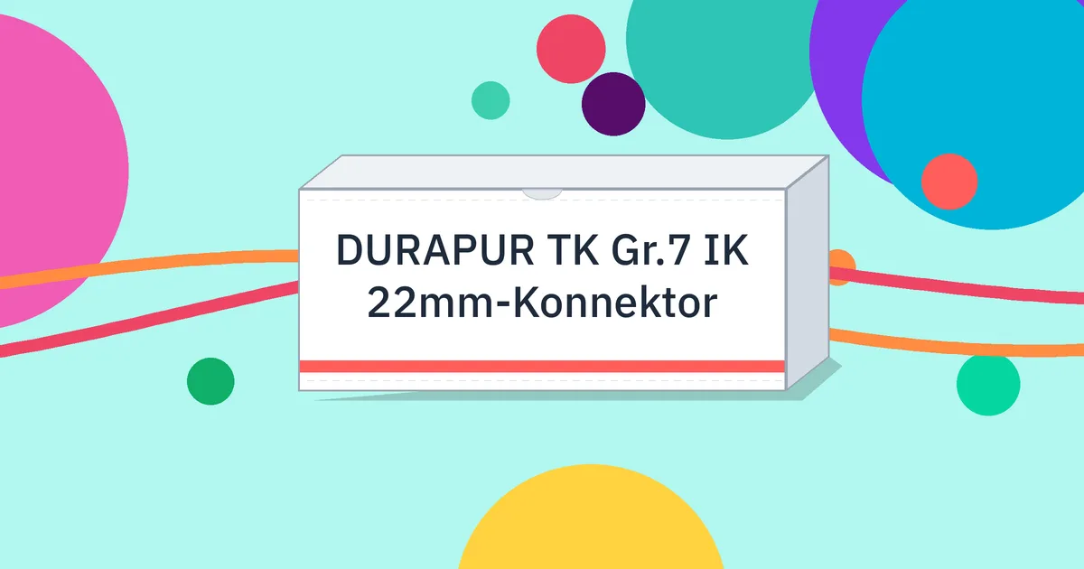 Symbolbild: Packung mit der Aufschrift DURAPUR TK Gr.7 IK 22mm-Konnektor (PZN 16030859) – Verfügbarkeit und Bezug in Apotheken in Frankfurt am Main