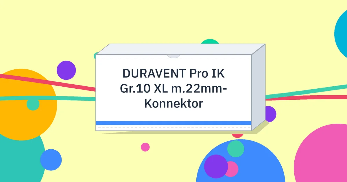 Symbolbild: Packung mit der Aufschrift DURAVENT Pro IK Gr.10 XL m.22mm-Konnektor (PZN 19243426) – Verfügbarkeit und Bezug in Apotheken in Frankfurt am Main