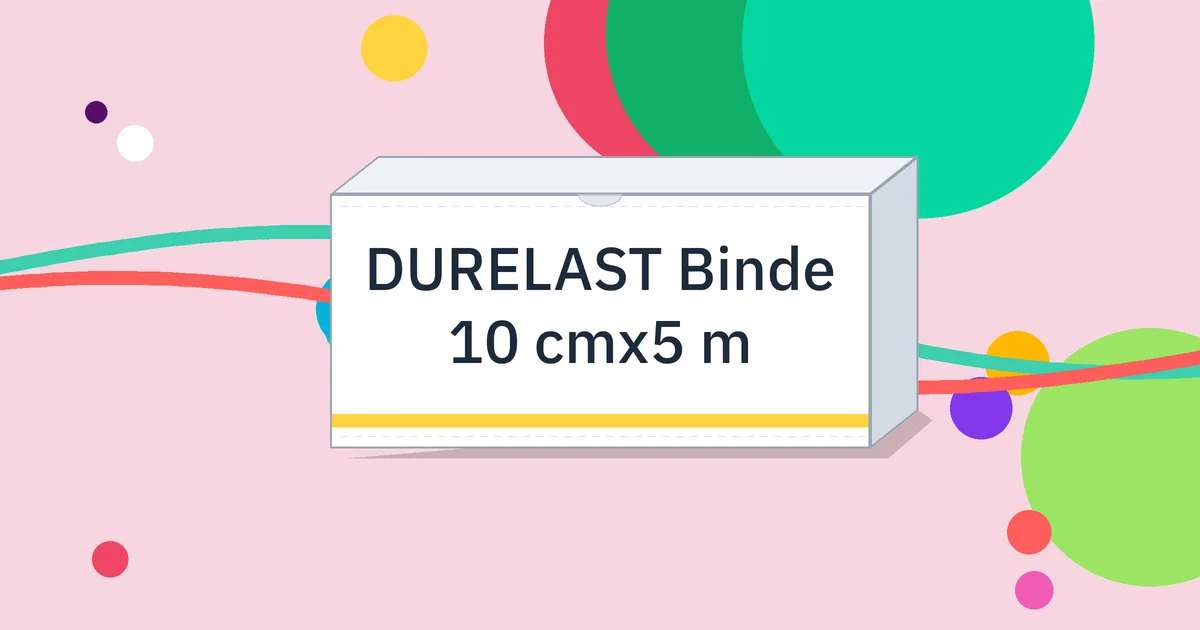 Symbolbild: Packung mit der Aufschrift DURELAST Binde 10 cmx5 m (PZN 11382387) – Verfügbarkeit und Bezug in Apotheken in Frankfurt am Main