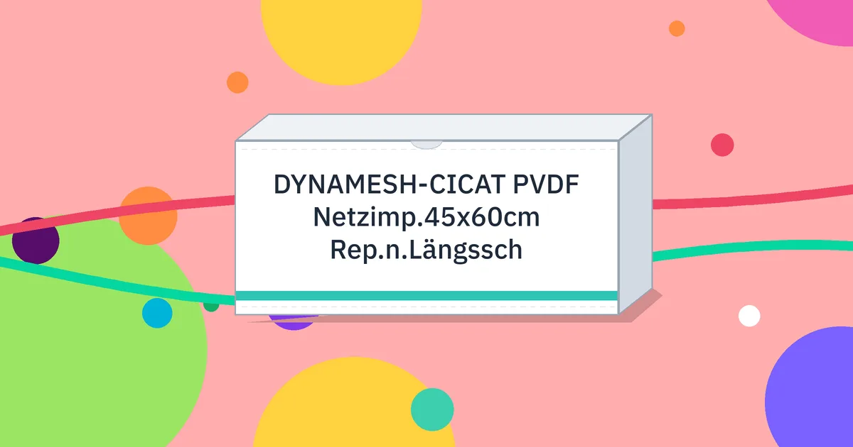 Symbolbild: Packung mit der Aufschrift DYNAMESH-CICAT PVDF Netzimp.45x60cm Rep.n.Längssch (PZN 19389437) – Verfügbarkeit und Bezug in Apotheken in Frankfurt am Main