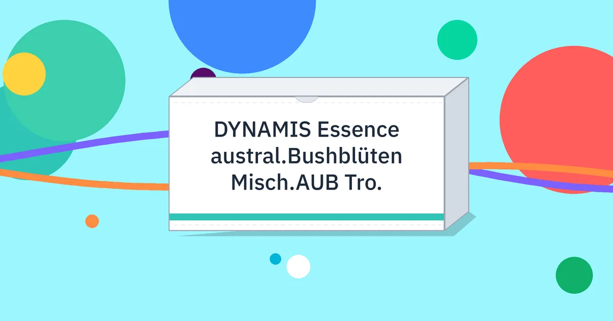 Symbolbild: Packung mit der Aufschrift DYNAMIS Essence austral.Bushblüten Misch.AUB Tro. (PZN 05000884) – Verfügbarkeit und Bezug in Apotheken in Frankfurt am Main