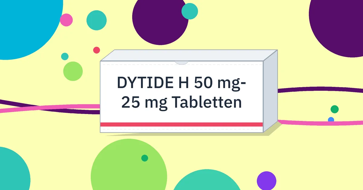 Symbolbild: Packung mit der Aufschrift DYTIDE H 50 mg-25 mg Tabletten (PZN 01173257) – Verfügbarkeit und Bezug in Apotheken in Frankfurt am Main