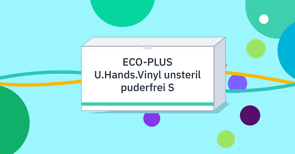 Symbolbild: Packung mit der Aufschrift ECO-PLUS U.Hands.Vinyl unsteril puderfrei S (PZN 17887579) – Verfügbarkeit und Bezug in Apotheken in Frankfurt am Main