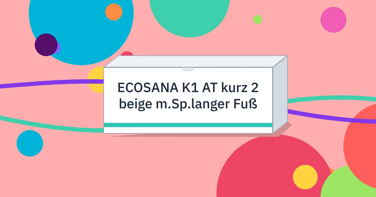 Symbolbild: Packung mit der Aufschrift ECOSANA K1 AT kurz 2 beige m.Sp.langer Fuß (PZN 04731433) – Verfügbarkeit und Bezug in Apotheken in Frankfurt am Main