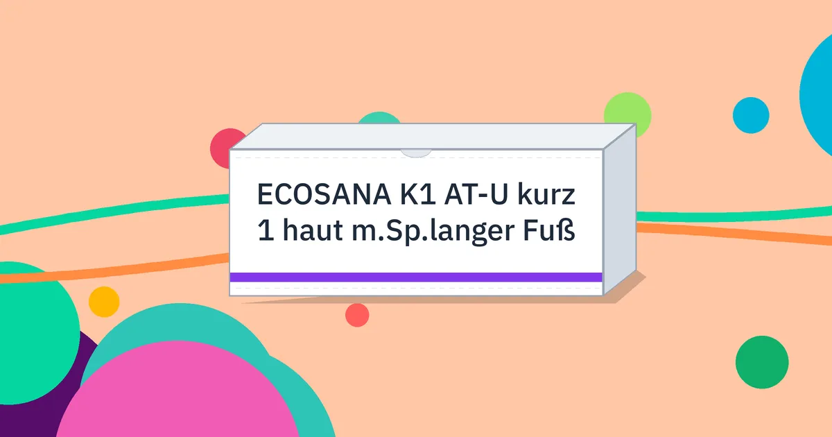 Symbolbild: Packung mit der Aufschrift ECOSANA K1 AT-U kurz 1 haut m.Sp.langer Fuß (PZN 04732987) – Verfügbarkeit und Bezug in Apotheken in Frankfurt am Main