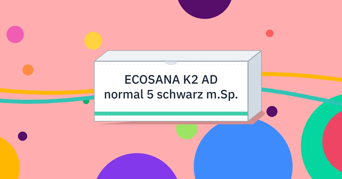Symbolbild: Packung mit der Aufschrift ECOSANA K2 AD normal 5 schwarz m.Sp. (PZN 01348171) – Verfügbarkeit und Bezug in Apotheken in Frankfurt am Main