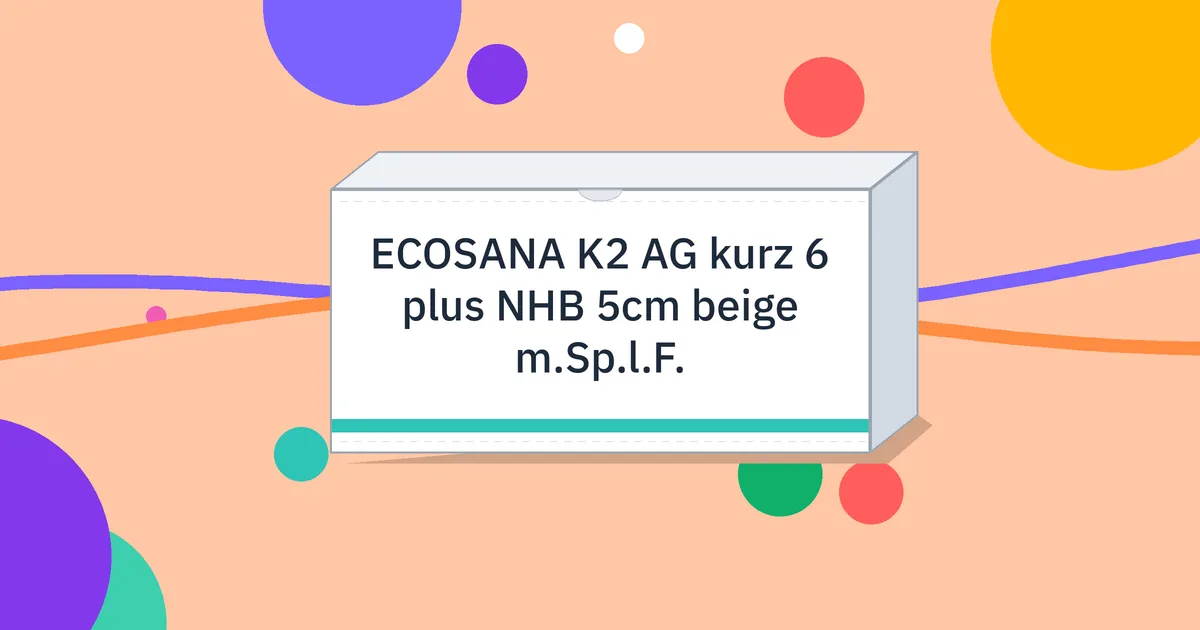 Symbolbild: Packung mit der Aufschrift ECOSANA K2 AG kurz 6 plus NHB 5cm beige m.Sp.l.F. (PZN 10955510) – Verfügbarkeit und Bezug in Apotheken in Frankfurt am Main