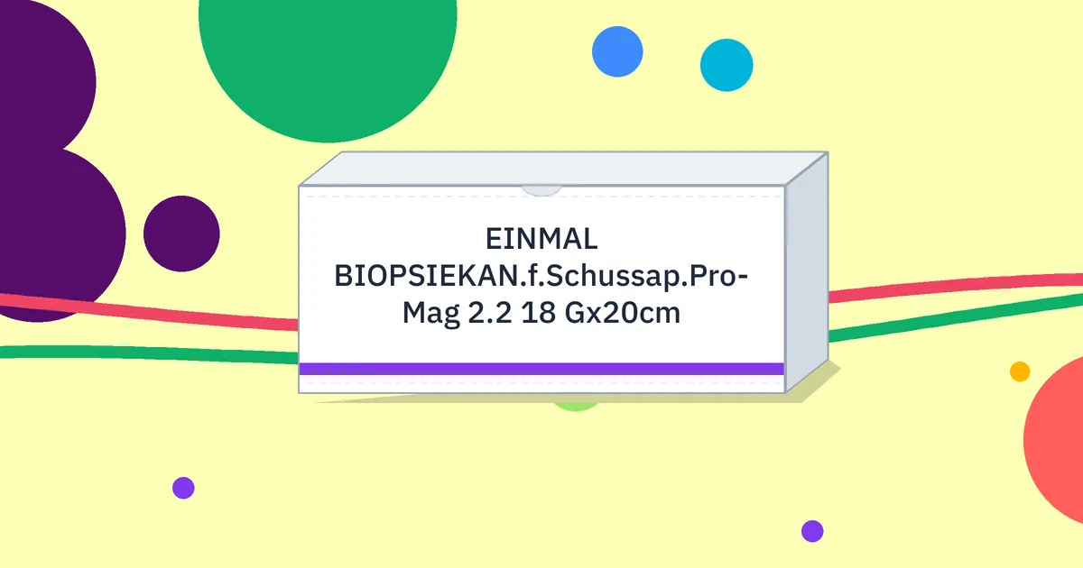 Symbolbild: Packung mit der Aufschrift EINMAL BIOPSIEKAN.f.Schussap.Pro-Mag 2.2 18 Gx20cm (PZN 00282636) – Verfügbarkeit und Bezug in Apotheken in Frankfurt am Main