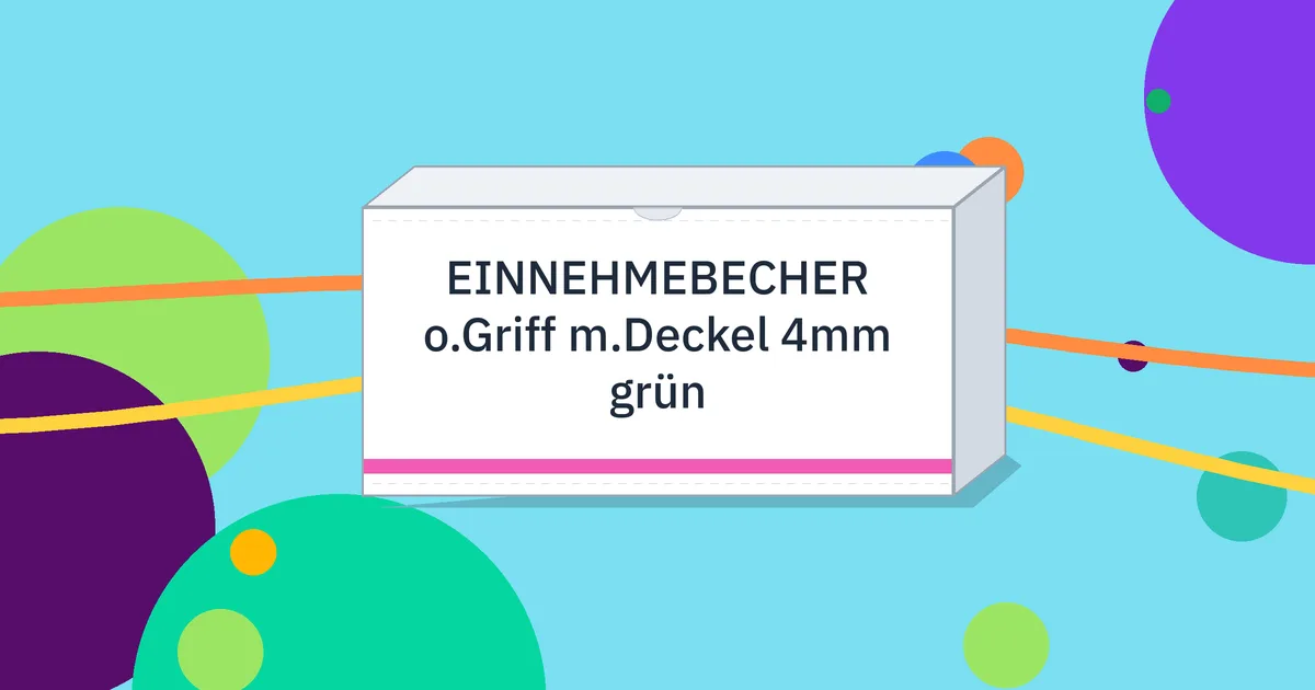 Symbolbild: Packung mit der Aufschrift EINNEHMEBECHER o.Griff m.Deckel 4mm grün (PZN 09002437) – Verfügbarkeit und Bezug in Apotheken in Frankfurt am Main