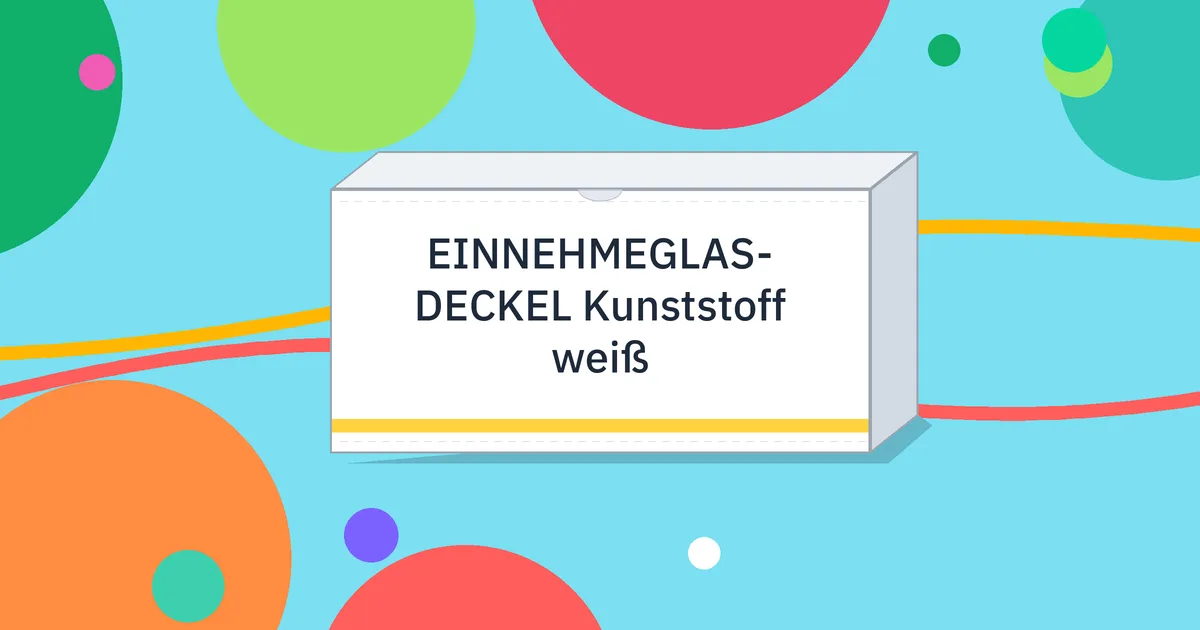 Symbolbild: Packung mit der Aufschrift EINNEHMEGLAS-DECKEL Kunststoff weiß (PZN 18036731) – Verfügbarkeit und Bezug in Apotheken in Frankfurt am Main