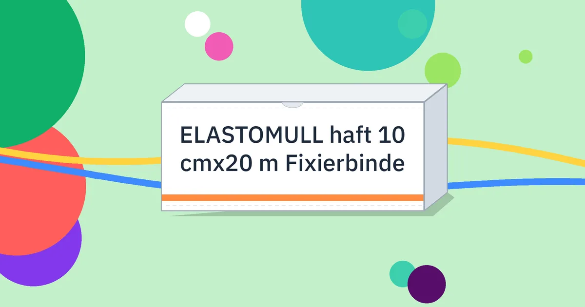 Symbolbild: Packung mit der Aufschrift ELASTOMULL haft 10 cmx20 m Fixierbinde (PZN 17492160) – Verfügbarkeit und Bezug in Apotheken in Frankfurt am Main
