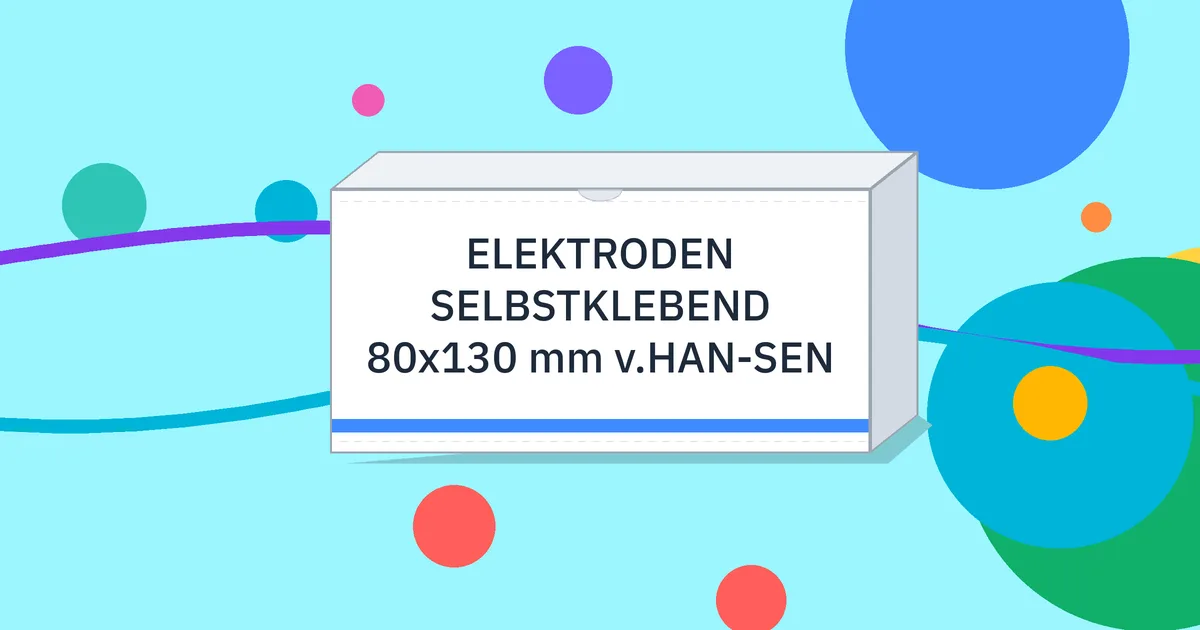 Symbolbild: Packung mit der Aufschrift ELEKTRODEN SELBSTKLEBEND 80x130 mm v.HAN-SEN (PZN 02328101) – Verfügbarkeit und Bezug in Apotheken in Frankfurt am Main