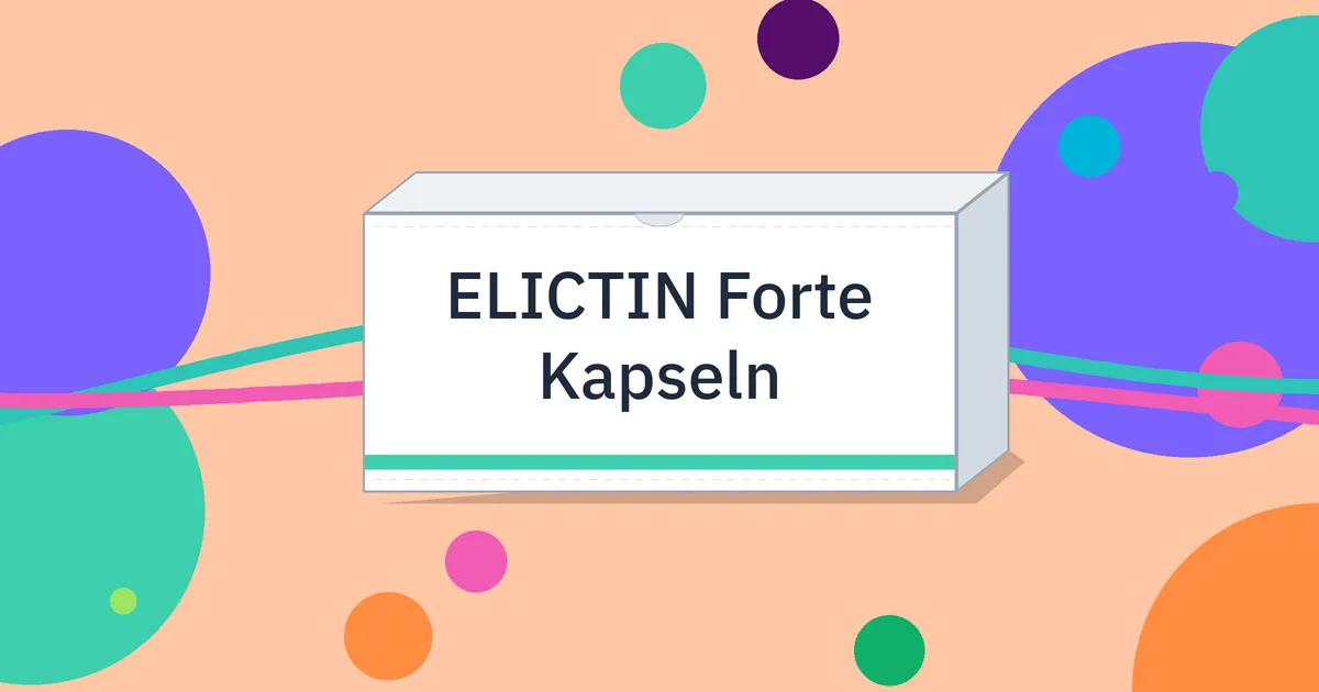 Symbolbild: Packung mit der Aufschrift ELICTIN Forte Kapseln (PZN 13197375) – Verfügbarkeit und Bezug in Apotheken in Frankfurt am Main