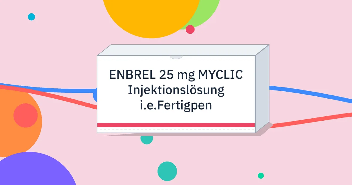 Symbolbild: Packung mit der Aufschrift ENBREL 25 mg MYCLIC Injektionslösung i.e.Fertigpen (PZN 14328000) – Verfügbarkeit und Bezug in Apotheken in Frankfurt am Main