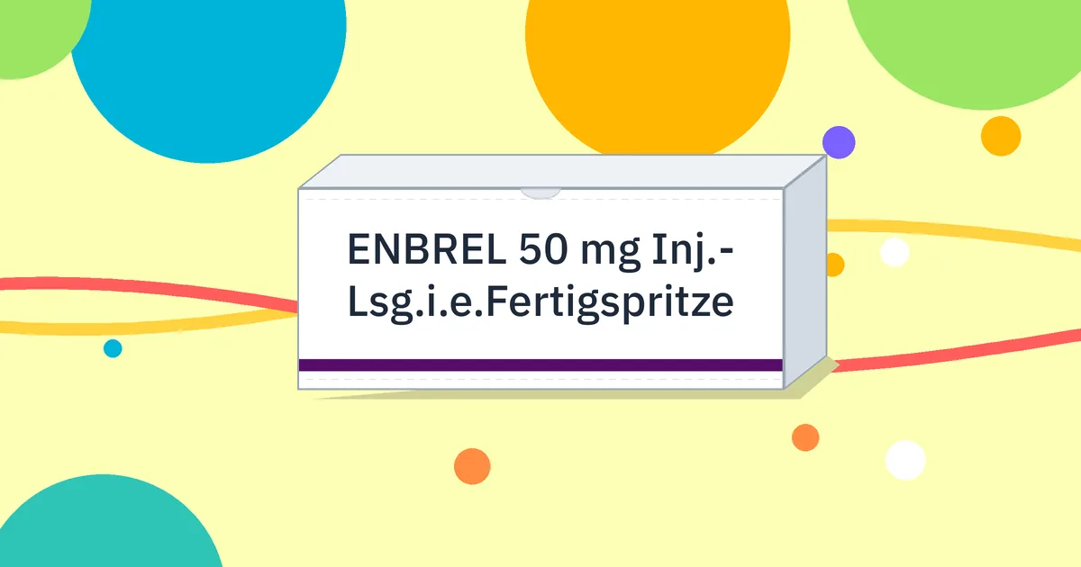 Symbolbild: Packung mit der Aufschrift ENBREL 50 mg Inj.-Lsg.i.e.Fertigspritze (PZN 02199431) – Verfügbarkeit und Bezug in Apotheken in Frankfurt am Main