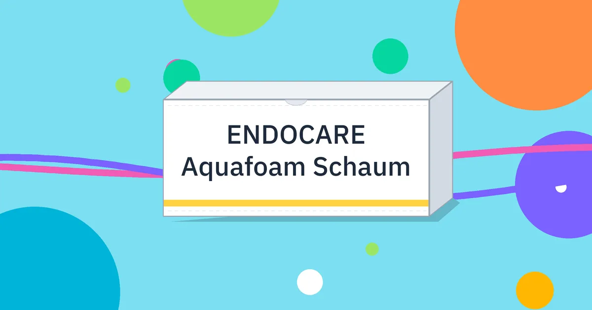 Symbolbild: Packung mit der Aufschrift ENDOCARE Aquafoam Schaum (PZN 17386363) – Verfügbarkeit und Bezug in Apotheken in Frankfurt am Main