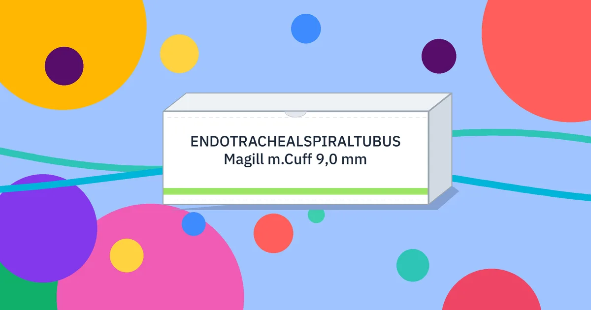 Symbolbild: Packung mit der Aufschrift ENDOTRACHEALSPIRALTUBUS Magill m.Cuff 9,0 mm (PZN 06497355) – Verfügbarkeit und Bezug in Apotheken in Frankfurt am Main