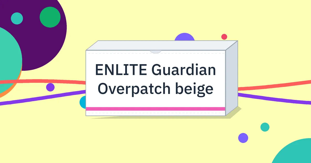 Symbolbild: Packung mit der Aufschrift ENLITE Guardian Overpatch beige (PZN 19864097) – Verfügbarkeit und Bezug in Apotheken in Frankfurt am Main