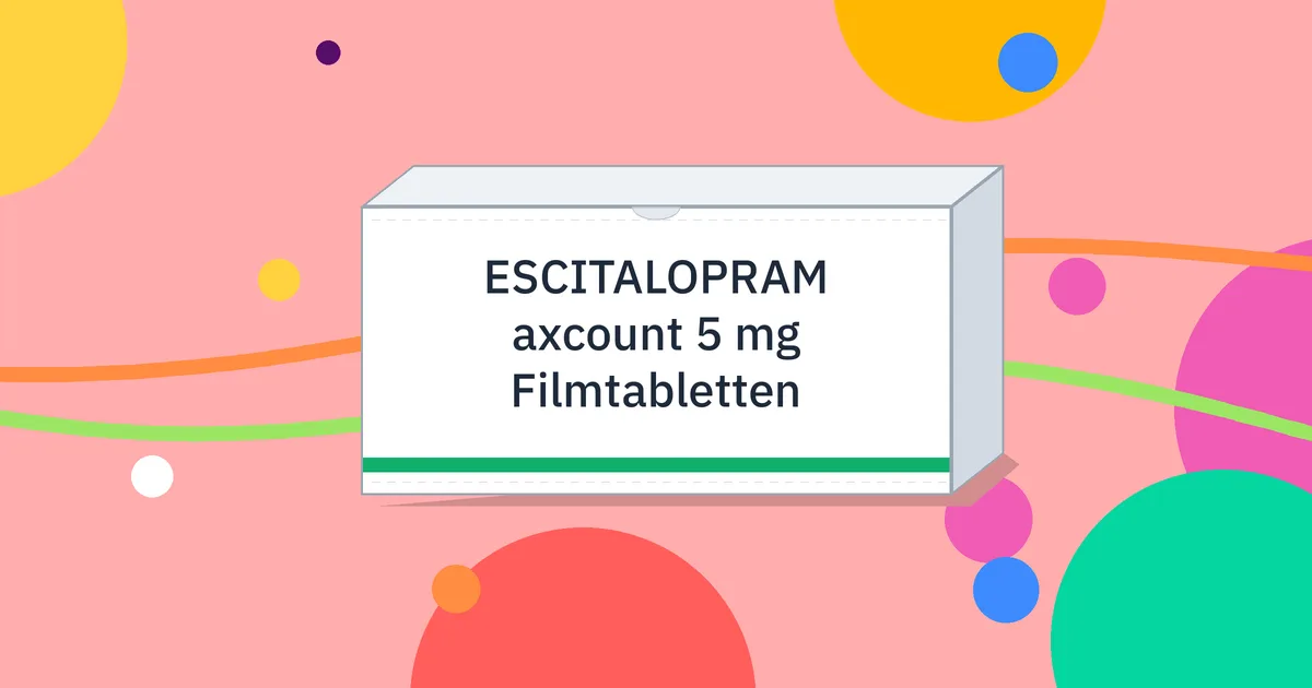 Symbolbild: Packung mit der Aufschrift ESCITALOPRAM axcount 5 mg Filmtabletten (PZN 19237934) – Verfügbarkeit und Bezug in Apotheken in Frankfurt am Main