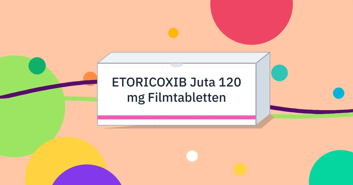 Symbolbild: Packung mit der Aufschrift ETORICOXIB Juta 120 mg Filmtabletten (PZN 18050145) – Verfügbarkeit und Bezug in Apotheken in Frankfurt am Main