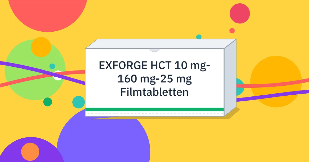 Symbolbild: Packung mit der Aufschrift EXFORGE HCT 10 mg-160 mg-25 mg Filmtabletten (PZN 10231539) – Verfügbarkeit und Bezug in Apotheken in Frankfurt am Main