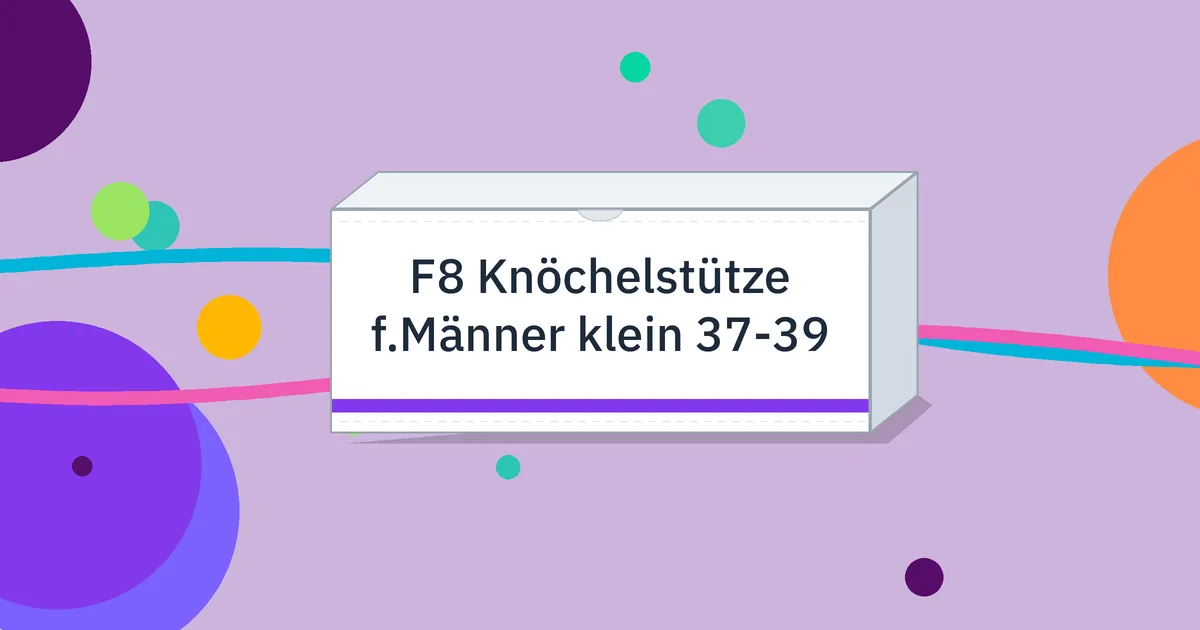 Symbolbild: Packung mit der Aufschrift F8 Knöchelstütze f.Männer klein 37-39 (PZN 04496216) – Verfügbarkeit und Bezug in Apotheken in Frankfurt am Main