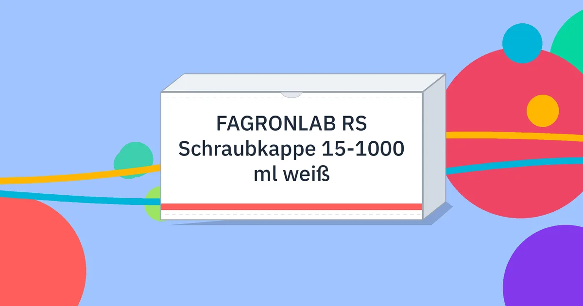 Symbolbild: Packung mit der Aufschrift FAGRONLAB RS Schraubkappe 15-1000 ml weiß (PZN 20927791) – Verfügbarkeit und Bezug in Apotheken in Frankfurt am Main
