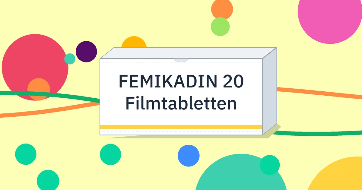 Symbolbild: Packung mit der Aufschrift FEMIKADIN 20 Filmtabletten (PZN 09522088) – Verfügbarkeit und Bezug in Apotheken in Frankfurt am Main