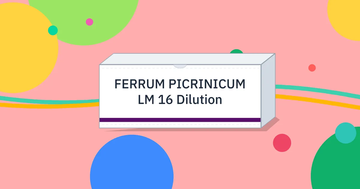 Symbolbild: Packung mit der Aufschrift FERRUM PICRINICUM LM 16 Dilution (PZN 12852599) – Verfügbarkeit und Bezug in Apotheken in Frankfurt am Main
