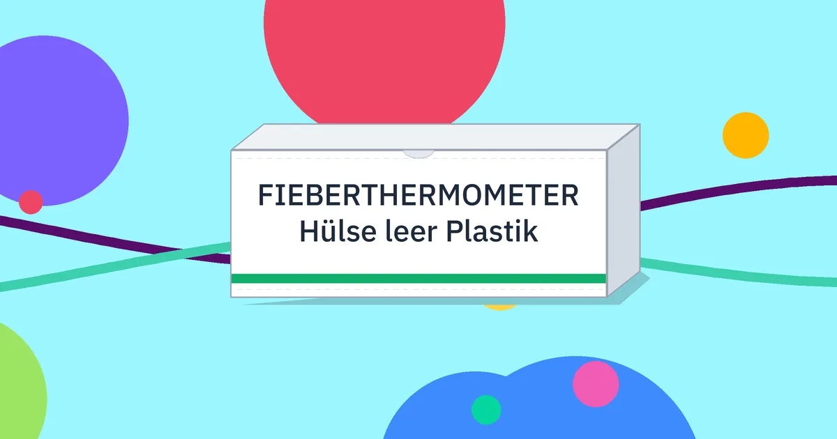 Symbolbild: Packung mit der Aufschrift FIEBERTHERMOMETER Hülse leer Plastik (PZN 01739693) – Verfügbarkeit und Bezug in Apotheken in Frankfurt am Main