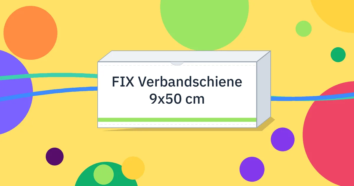 Symbolbild: Packung mit der Aufschrift FIX Verbandschiene 9x50 cm (PZN 06992391) – Verfügbarkeit und Bezug in Apotheken in Frankfurt am Main