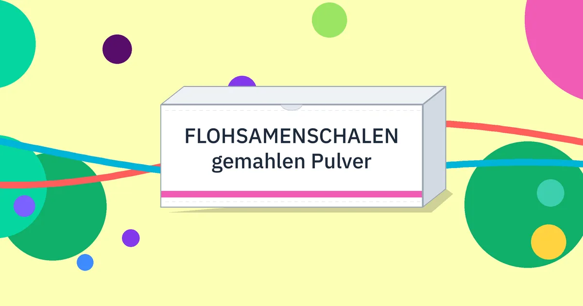 Symbolbild: Packung mit der Aufschrift FLOHSAMENSCHALEN gemahlen Pulver (PZN 00693109) – Verfügbarkeit und Bezug in Apotheken in Frankfurt am Main