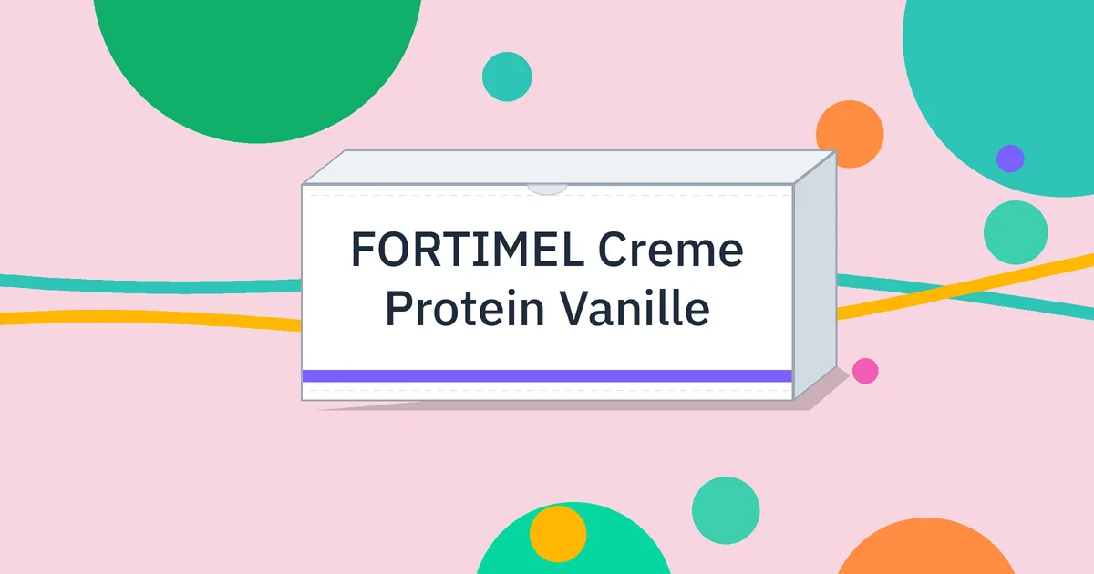 Symbolbild: Packung mit der Aufschrift FORTIMEL Creme Protein Vanille (PZN 19386930) – Verfügbarkeit und Bezug in Apotheken in Frankfurt am Main