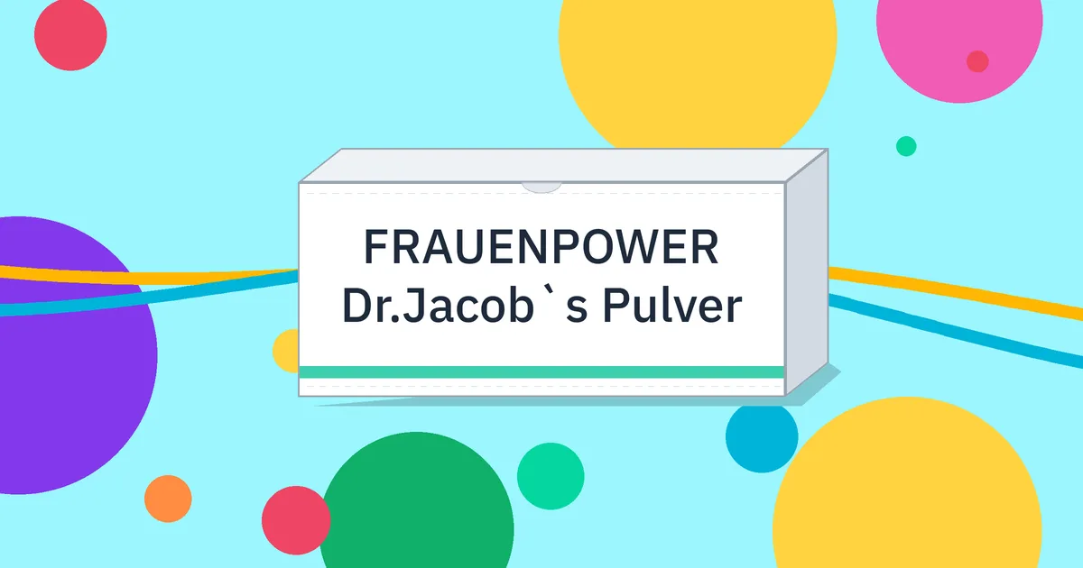 Symbolbild: Packung mit der Aufschrift FRAUENPOWER Dr.Jacob`s Pulver (PZN 01054564) – Verfügbarkeit und Bezug in Apotheken in Frankfurt am Main