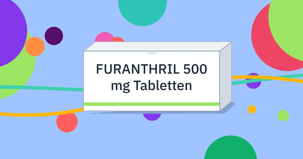 Symbolbild: Packung mit der Aufschrift FURANTHRIL 500 mg Tabletten (PZN 17176513) – Verfügbarkeit und Bezug in Apotheken in Frankfurt am Main