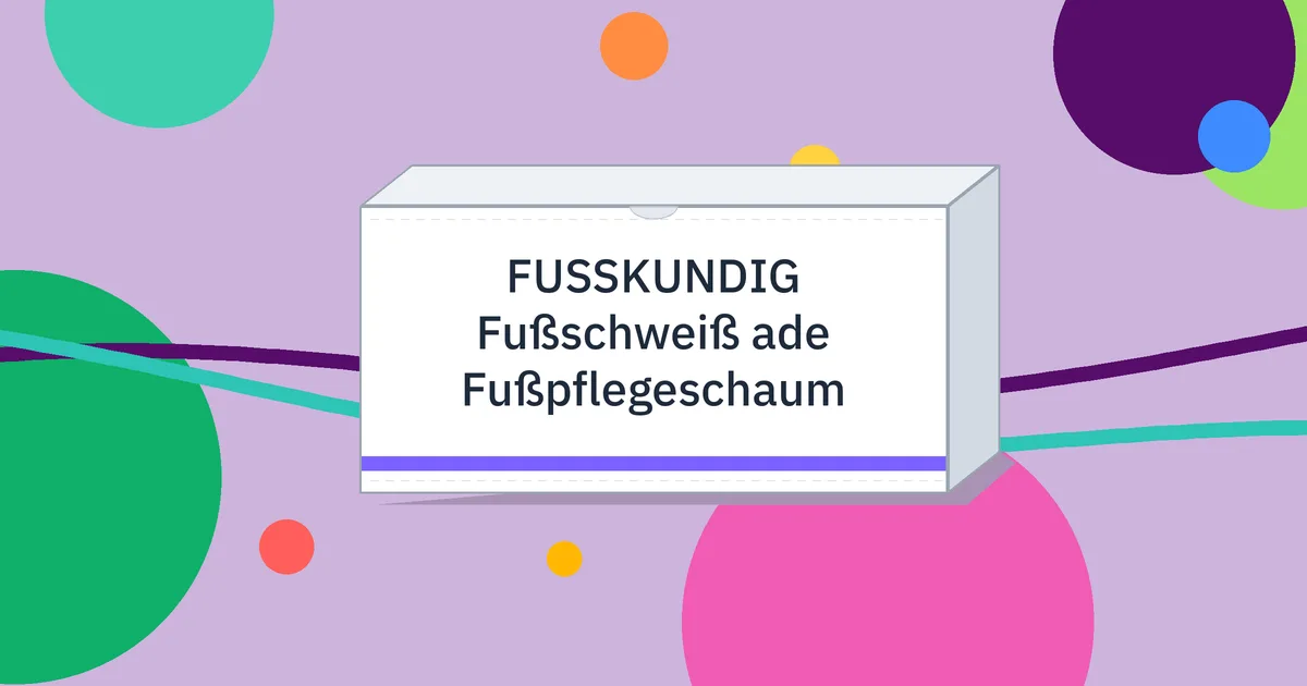 Symbolbild: Packung mit der Aufschrift FUSSKUNDIG Fußschweiß ade Fußpflegeschaum (PZN 17893692) – Verfügbarkeit und Bezug in Apotheken in Frankfurt am Main