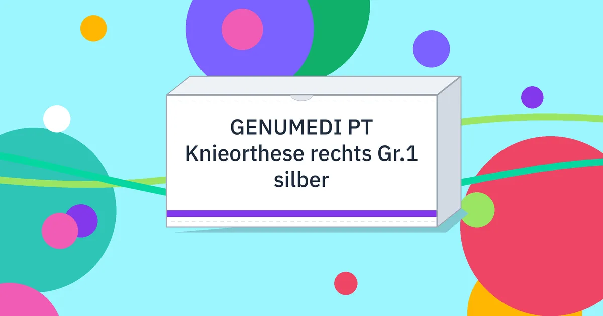 Symbolbild: Packung mit der Aufschrift GENUMEDI PT Knieorthese rechts Gr.1 silber (PZN 03648842) – Verfügbarkeit und Bezug in Apotheken in Frankfurt am Main